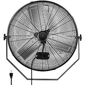 Simple Deluxe 24 Inch Industrial Wall Mount Fan, 3 Speed Commercial Ventilation Metal Fan for Warehouse, Greenhouse, Workshop, Patio, Factory and Basement - High Velocity, black