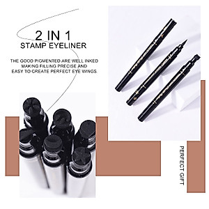 Ownest 6 Pcs Liquid Eyeliner Set,Double-Side Waterproof Smudge-proof Eyeliner Stamp Pen Eyeliner Tattoo Tool Makeup-Smiley, Triangle,Heart,Star,Moon,Flower