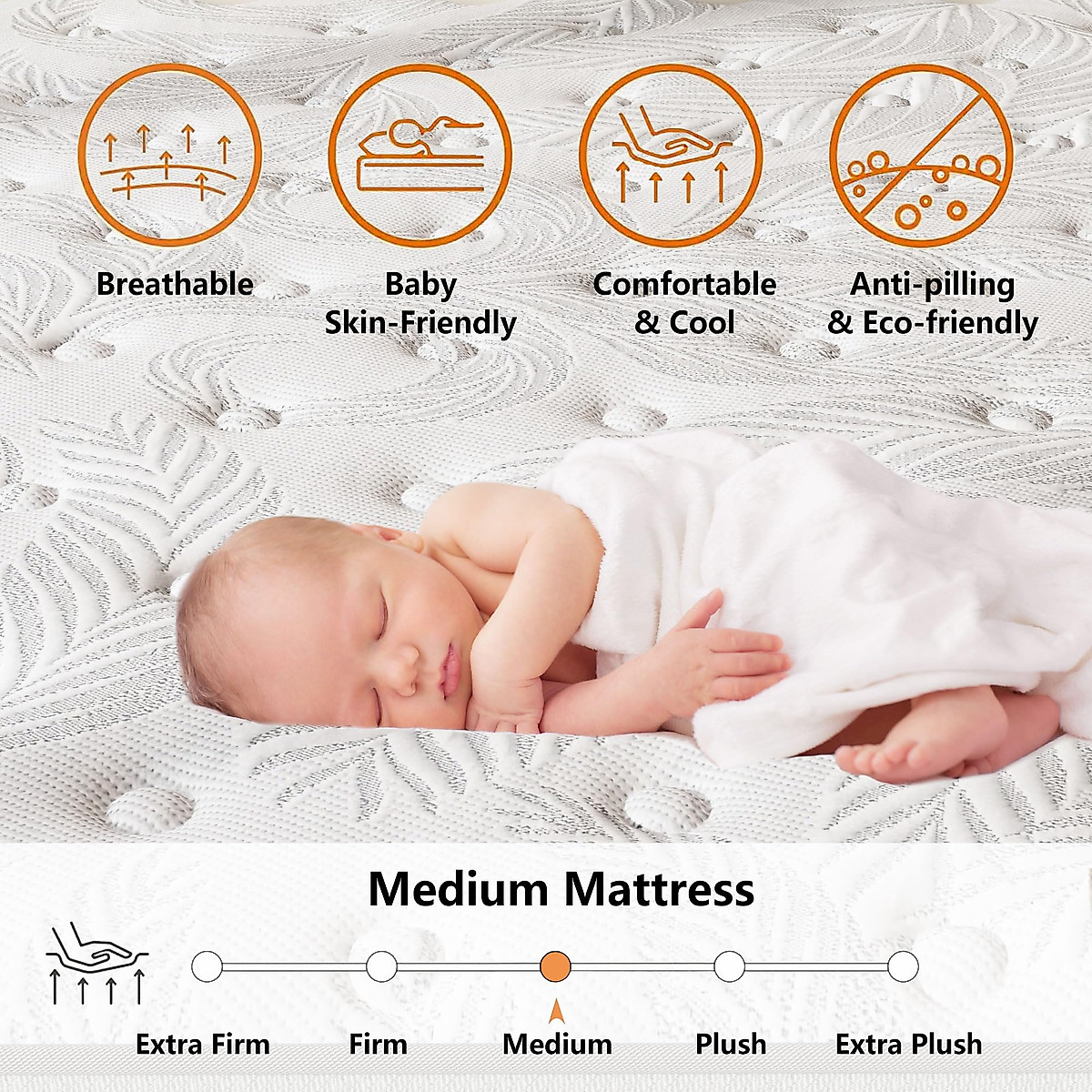 King Mattress 12 inch, Hybrid Memory Foam Mattress with Pocket Springs, King Mattress in a Box, Colchones King, Medium Firm, Motion Isolation, Pressure Relief, Upgraded Support, CertiPUR-US