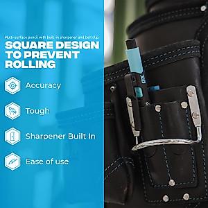 OX Tools Pro Tuff Carbon Marking Pencil | Pencil Holder with Sharpener & Belt Clip