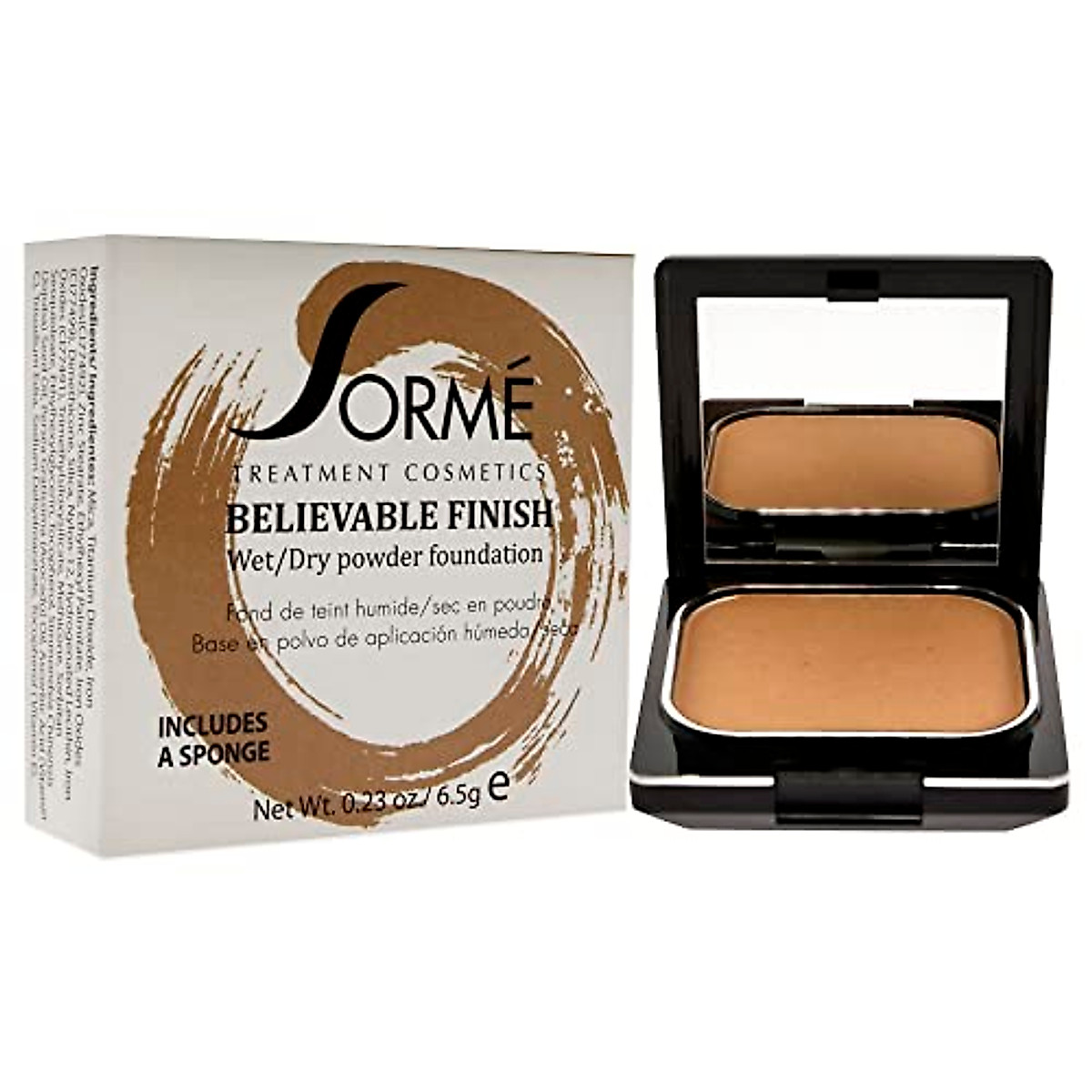 Sorme Cosmetics Believable Finish Powder Foundation in Honey Dusk | Medium to Full Coverage Foundation Powder Makeup | Matte Finish Pressed Powder | Rejuvenating Face Powder