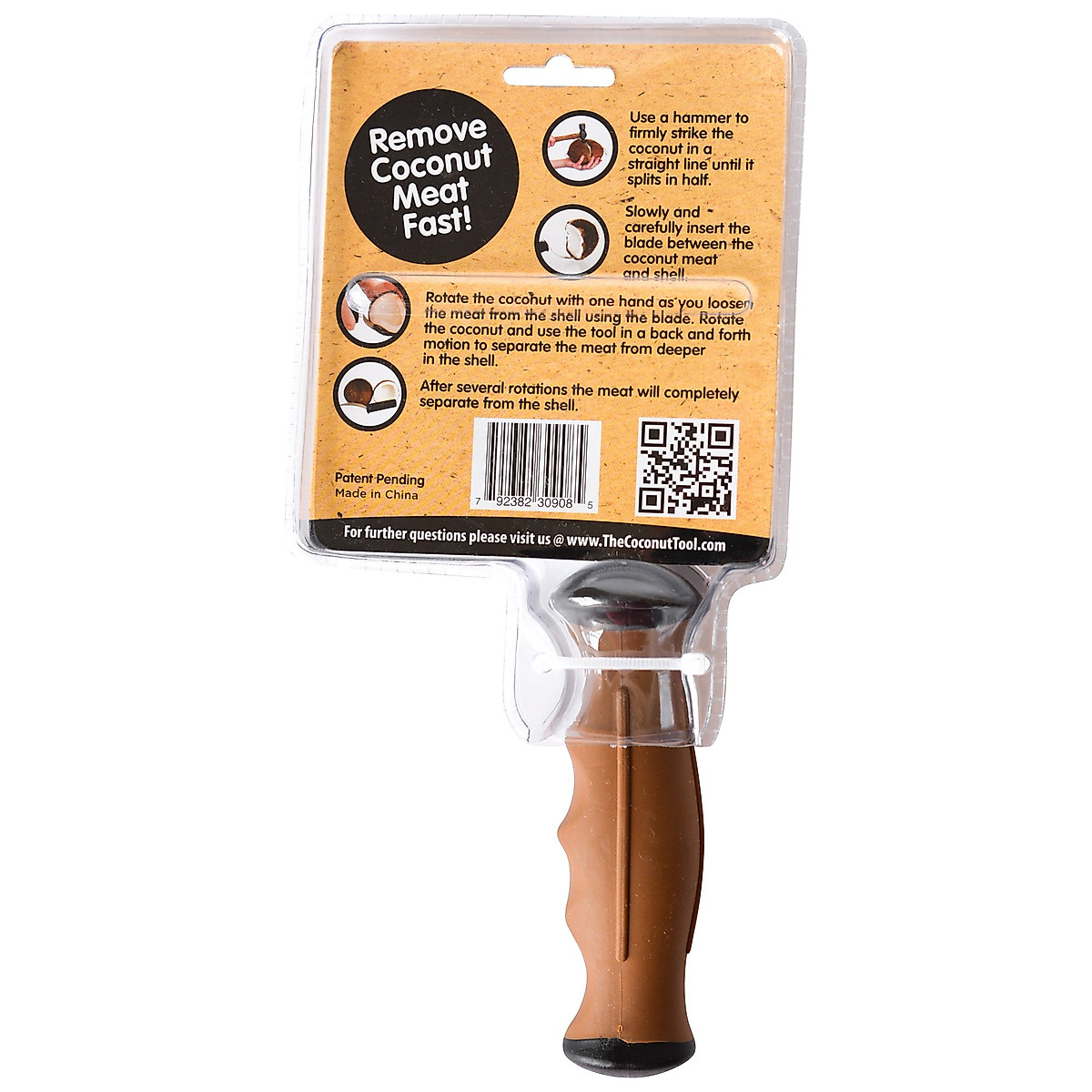 Coconut Opener Tool – Stainless Steel Coconut Meat Removal & Tap Opener Set – Practical & User-Friendly – Compatible with Peeled Thai Young White & Green Coconuts