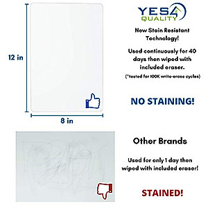 Magnetic Dry Erase White Board Sheet for Fridge 12x8 in - with Stain Resistant Technology - Includes 3 Markers and Big Eraser with Magnets - Small Refrigerator Whiteboard Planner & Organizer