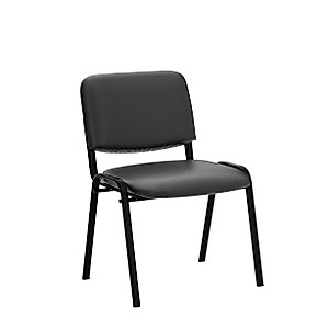 Shunzhi Waiting Room Chairs Set of 10 Stackable Conference Room Chairs Pu Leather Office Guest Chairs Side Reception Chairs for Breakroom/Lobby/Events/Church/School/Hall/Hotel,Black,10PCS
