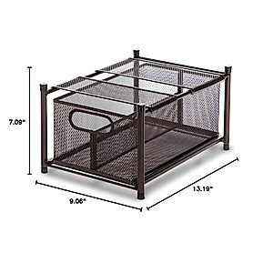 Home Zone Living Under Bathroom Sink Organizer – Sliding Basket, Inside Cabinet Storage