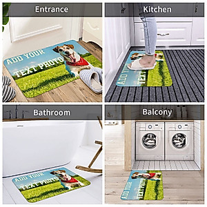 RNANVI Personalized Doormat, Custom Photo Text Image Logo Non-Slip Washable Design Mat Indoor Outdoor for Bedroom Room Garden Office, Bathroom Home(23.6"X15.7")