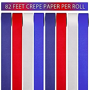 4th of July Crepe Paper, 8 Rolls Red Navy White and Blue Crepe Paper Streamers Tassels Streamer Paper for Patriotic Party Supplies, Decorations for Independence, Memorial, Veterans Day