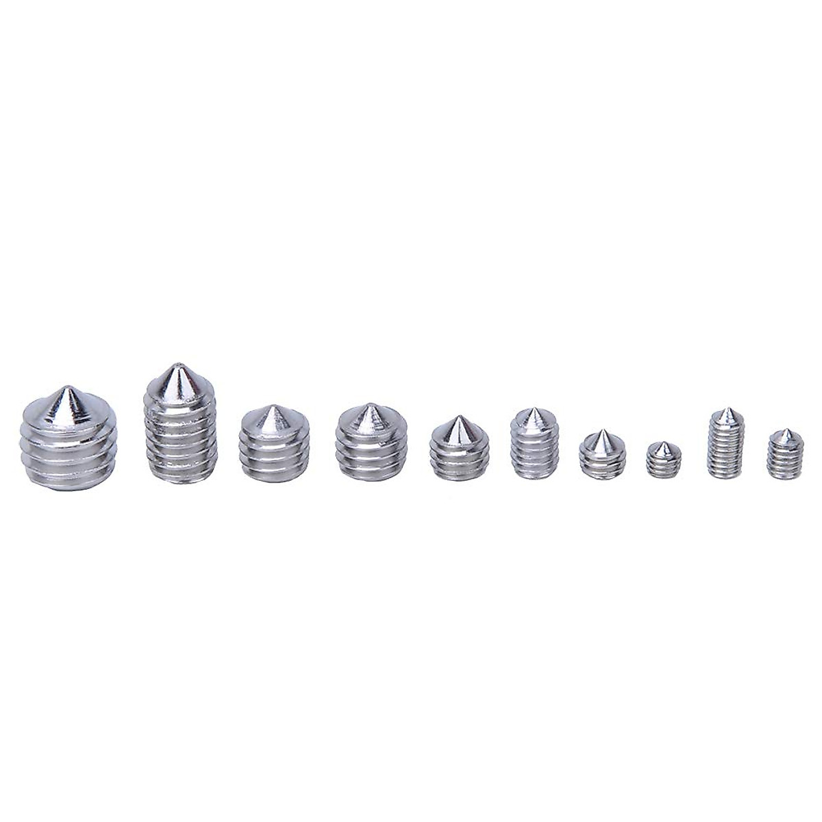 ViaGasaFamido Allen Head Socket Hex Grub Screw Cone Point Set Screw Metric 304 Stainless Steel Set Screws Bolts Assortment Kit M3 M4 M5 M6 M8 with Storage Box