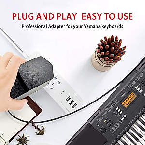 12V 2A AC Power Supply Adapter Charger Cord for Yamaha PSR, YPG, YPT, DGX, DD, EZ and P Digital Piano and Portable Keyboard Series, Replacement PA-130 PA-130B Adapter