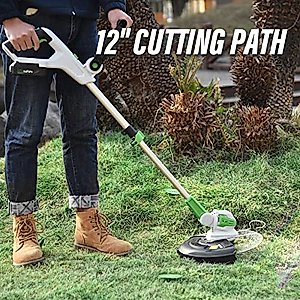 SOYUS Weed Wacker 12 Inch String Trimmer Cordless 20v Electric Weed Wacker, 2 Pcs 2.0Ah Battery Powered Weed Trimmer/Edger, Lightweight Grass Trimmer with 8 Pcs Replacement Spool Trimmer Lines
