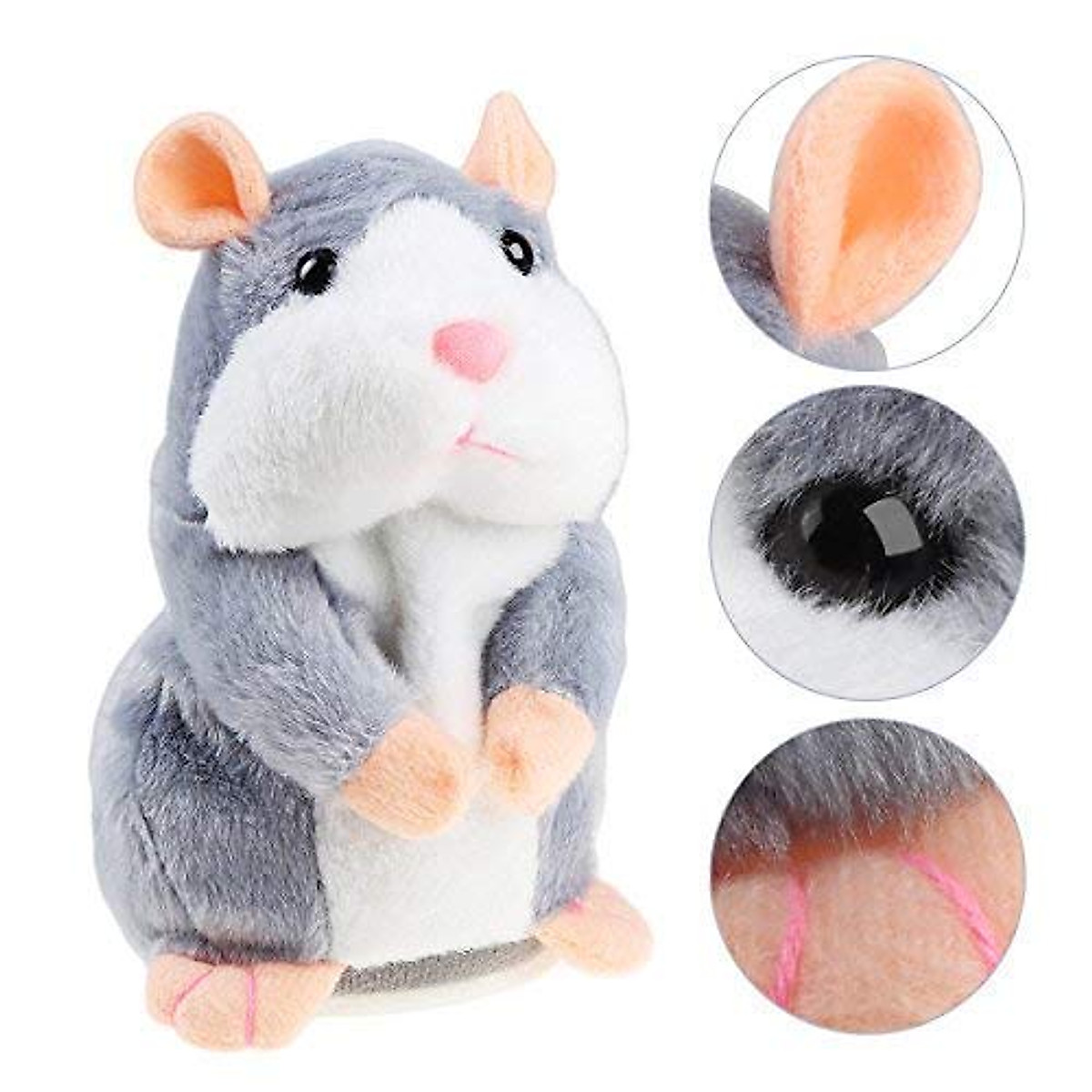 Talking Hamster Plush Toy Repeat What You Say, Talking Stuffed Animal Talk Back Hamster Toy for Kids, Talking Repeating Record Interactive Hamster Toy for Birthday Funny Gift Kids Early Learning