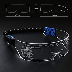 SAFEBAO LED Light Up Glasses for adult with 7 Colors and 4 Modes Rechargeable Futuristic style Glasses
