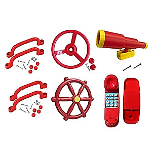 MERIGLARE Playground Equipment Outdoor Playset Steering Wheel Easy to Install Toy Phone Pirate Ship Parts Swingset Attachments for Backyard Kids Gifts