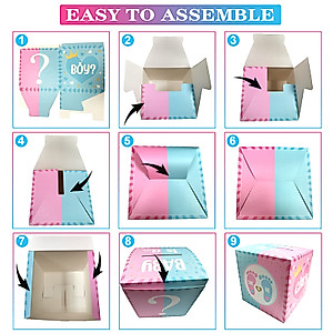 hongpar Baby Gender Reveal Pull Out Game , Voting Box with 60 Ballot Cards, Boy or Girl, Party Supplies,Pink and Blue