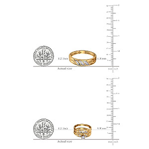 Dazzlingrock Collection 0.10 Carat Round White Diamond Illusion Wedding Trio Ring Set in Yellow Gold Plated Sterling Silver, Women size 10 and Men size 10.5