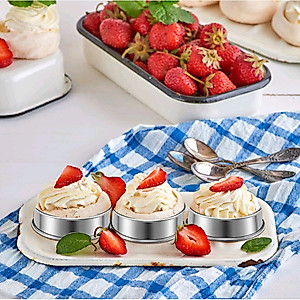 ETSAMOR 4 PCS Double Rolled Tart Rings Stainless Steel Muffin Tart Rings Professional Circular Crumpet Rings Set for Home Food Making Tool, Making Small Pastry Pancakes, Catering Business