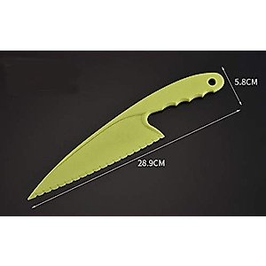 Green Lettuce Knife For Vegetable Cake Bread with Serrated Cutting Edges Kids Safe Chef Nylon Green
