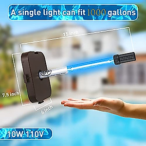 Pool Cleaner Submersible UV Sterilizer Light Remove Green Instead of Shock Chlorinating Sanitizer as Swimming Pool Accessories to Keep Pool Clean and Blue
