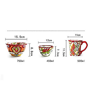 GagalU Porcelain Dinner SetDinner Set,5 Pieces Chic Square Ceramic Dinnerware Set Hand-Painted Underglaze Flower Plate Bowl Mug for 1 Person