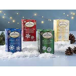 Twinings Black & Herbal Tea Collection (48 Count) Four Seasonal Winter Flavors with By The Cup Honey Sticks
