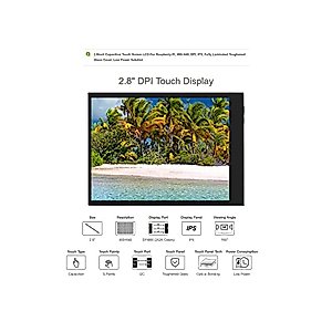waveshare 2.8inch Screen LCD Compatible with Raspberry Pi 4B/3B+/3B/2B/B+/A+/Zero/Zero W/WH/Zero 2W 480×640 Resolution DPI IPS 5-Points Capacitive Touch Control Optical Bonding Toughened Glass Cover
