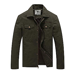 WenVen Men's Casual Tactical Barn Coat Jacket (Army Green, M)