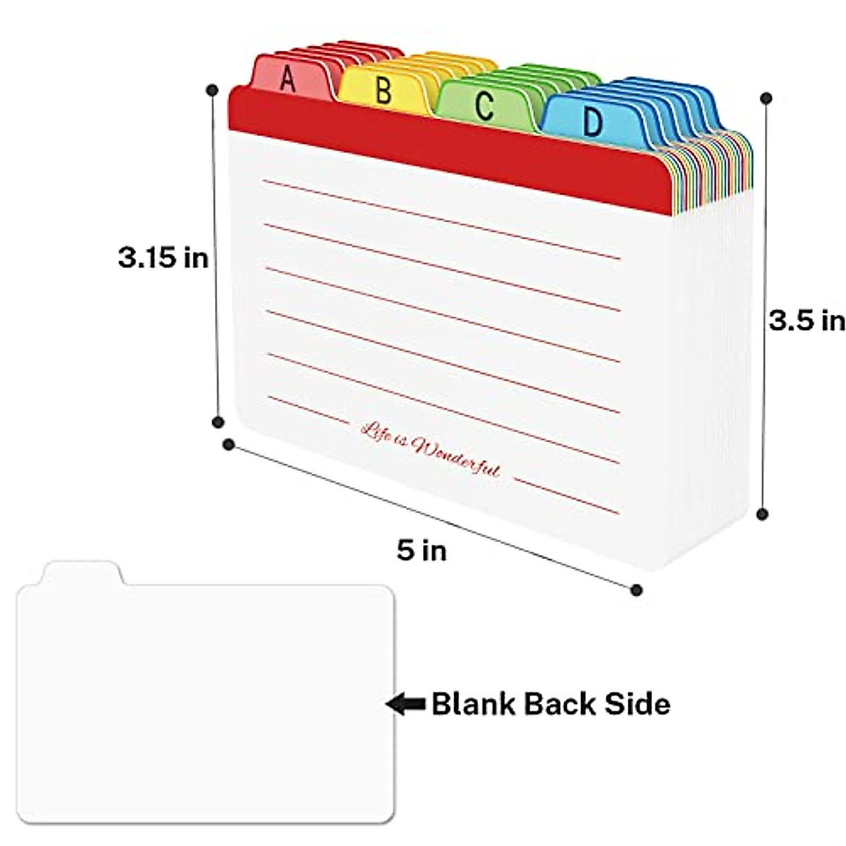 Neando 3 x 5 inches Index Card Dividers, Alphabetical Tabbed Index Cards Guides, Colored Note Cards, File and Recipe Guides with Alphabetical Tabs, Assorted Colors, 24 Counts, A-Z Guide