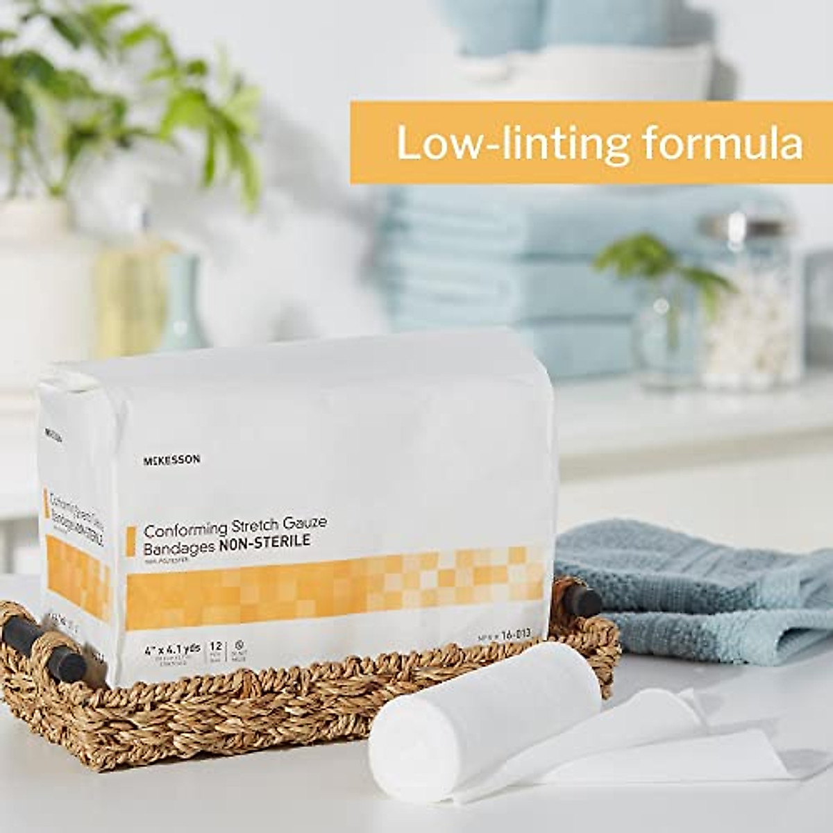 McKesson Conforming Stretch Gauze Bandages, Non-Sterile, 4 in x 4 1/10 yds, 12 Count