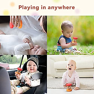 Promise Babe Natural Infant Gym Organic Wooden Rattle Wooden Bells Rattles Nursing Shower Gifts Waldorf Toys Red