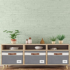 PFFVRP Storage Bins with Lids, Foldable Fabric Storage Boxes with Lids, Storage Baskets for Shelves with 3 Handles and Labels, Storage Basket with Lid for Home Bedroom Closet Office