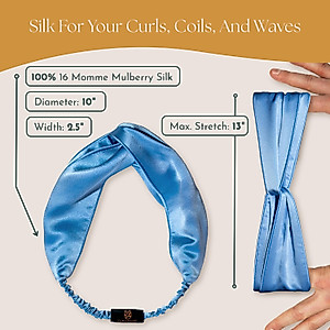 Mulberry Silk Headband for Women - Silk Satin Headbands for Women - Non Slip Hair Accessories for Washing Face and Sleeping - Gentle and Easy Fashion Headbands for Thick and Curly Hair (Onyx Black)