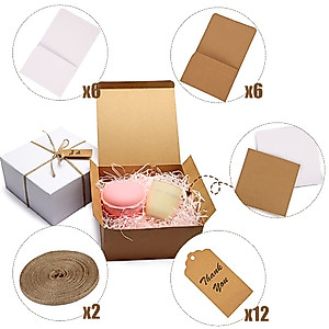 Starrky Kraft Paper Gift Boxes, 12PCS Kraft Paper Present Packaging Boxes 8 x 8 x 4 Inches Kraft Cardboard Gift Boxes for Valentine's Day Christmas Bridesmaid Proposal Birthdays Weddings Crafting