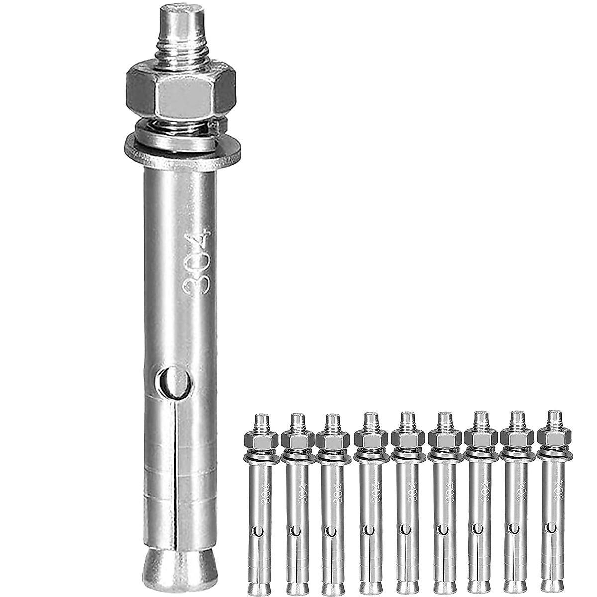 M8 x 80mm 304 Stainless Steel Expansion Bolt 10-Pack External Hex Expansion Screw Bolt(10 pcs)