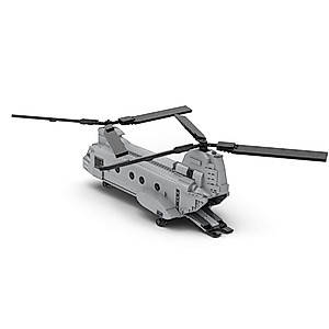 PHYNEDI Military CH-46 Transport Helicopter Bricks Model, MOC Aircraft Plane Aeroplane Small Particle Construction Collection Challenge Building Toy, MOC-25924 (1,202 Pieces)