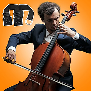 2 Pack Cello Endpin Anchor Non Slip Stopper Cello Antiskid Device Adjustable Strap with 2 Pieces Rubber End Pin Protector Musical Instrument Accessories, Black (Rubber Stopper Included)