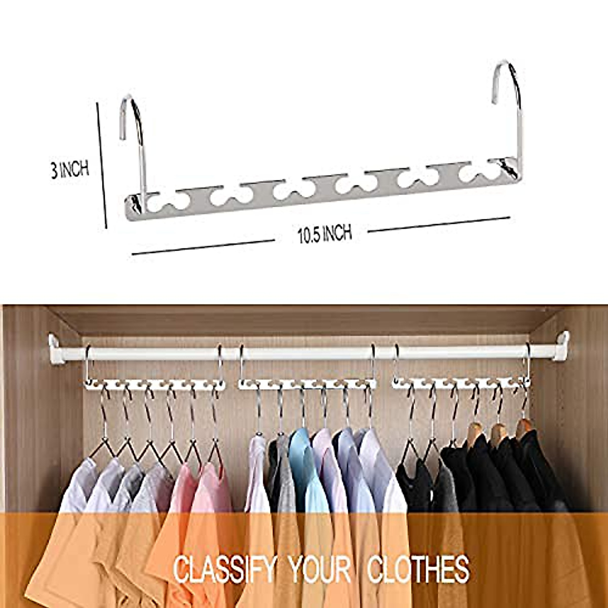 2Pcs Magic Stacking Wardrobe Hanger Clothes Multi Use Folding Metal Drying Rack Hanging Chain to Save and Organize Closet Space Organizer Bedroom Drying Hanger