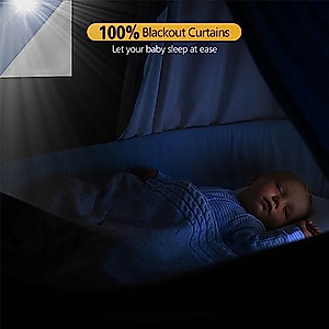 Portable Blackout Curtains, Blackout Shades with 30 Pairs of Velcro and 15 Pieces of Invisible Adhesive,100% Blackout Material Blackout Blinds for Baby Nursery, Bedroom or Travel Use(79" x 57")