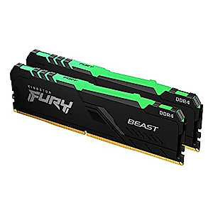 Kingston FURY Beast RGB 32GB (2x16GB) 3200MT/s DDR4 CL16 Desktop Memory Kit of 2 | Infrared Syncing | Intel XMP | AMD Ryzen | Plug n Play | KF432C16BBAK2/32