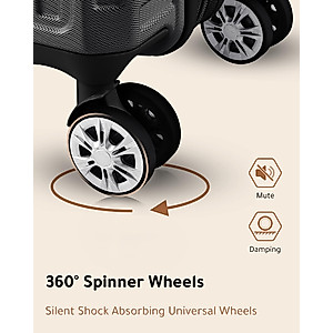 LUGGEX 28 Inch Luggage with Spinner Wheels - 83L Polycarbonate Expandable Hard Shell Suitcases Large Checked Luggage (Black Suitcase)