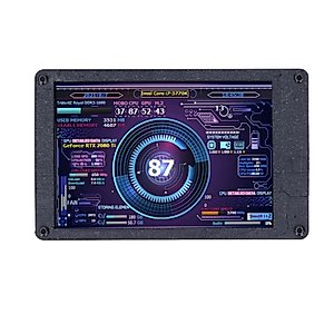 Hilitand USB Mini Screen Adjustable Brightness 3.5in IPS Computer Temp CPU Monitor Multiple Themes Mini Screen for Windows (with Elbow Line Motherboard Line)