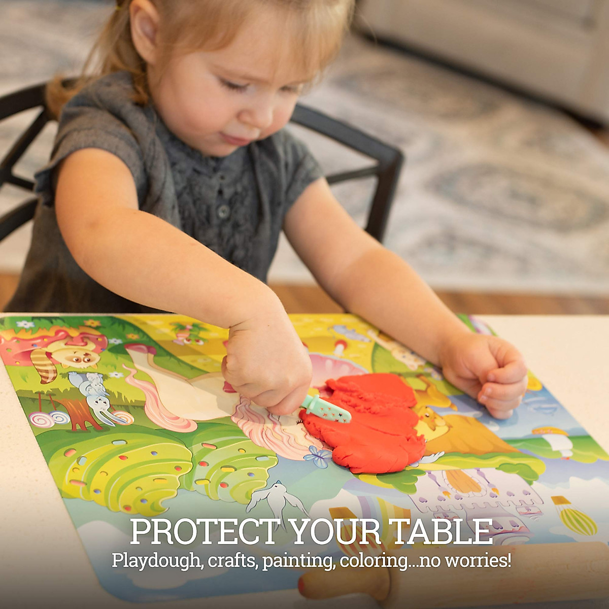 Klean Kids [2 Pack] Silicone Placemats for Toddlers (Mermaid and Princess) - Non Slip 2-Pack with Travel Bag - Princess & Mermaid - Baby Placemats That Stick to Table for Baby