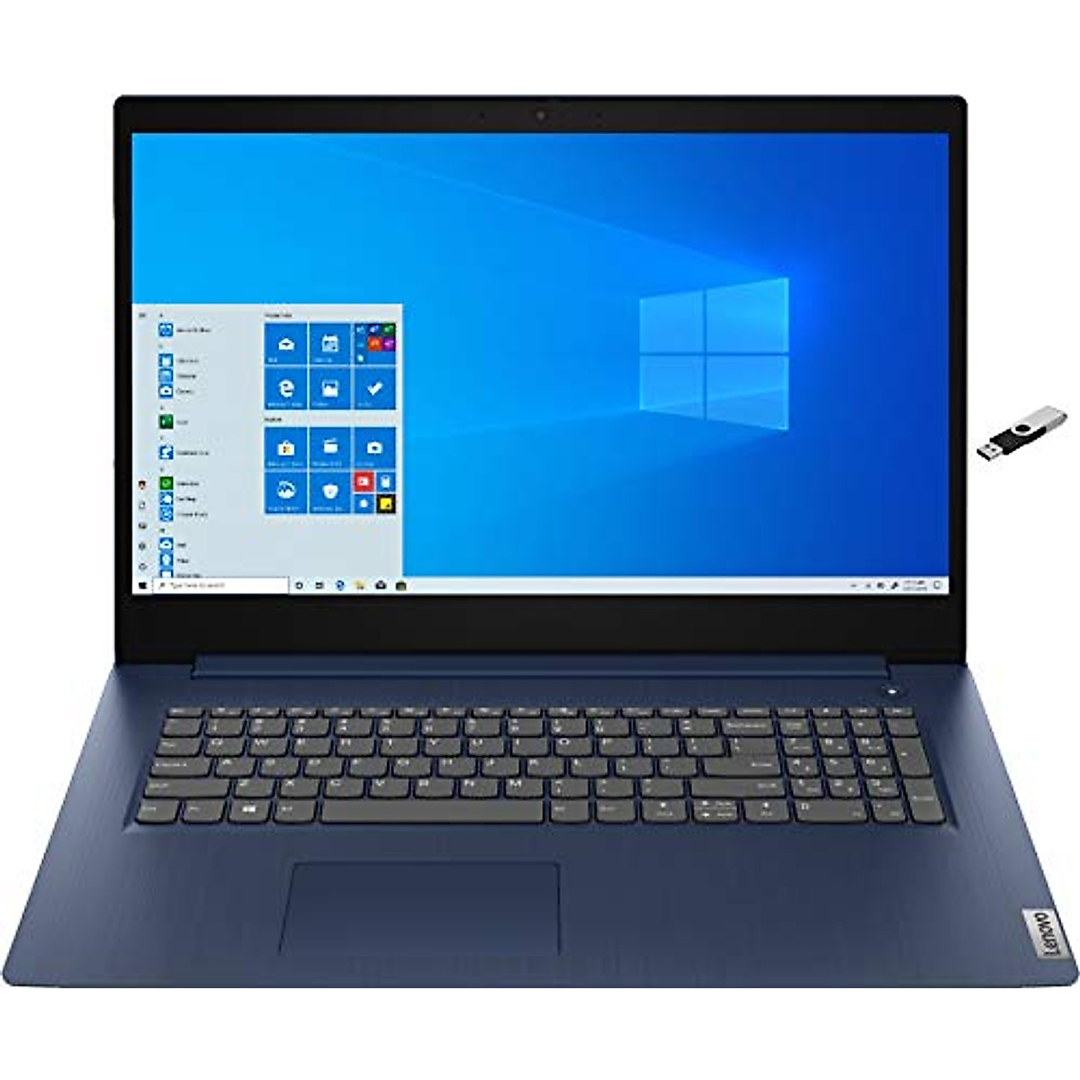 2021 Newest LENOVO IdeaPad 3 17.3" HD+ Business Laptop Intel i5-1035G1 8GB RAM DDR4 256GB M.2 SSD Intel UHD Graphics HDMI USB 3.2 Bluetooth Webcam Windows 10 Pro w/ Ontrend 32GB USB Drive