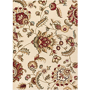 Well Woven Barclay Collection Ashley Oriental Ivory 2x7 Runner Rug - for Hallways, Kitchens, and Entryways