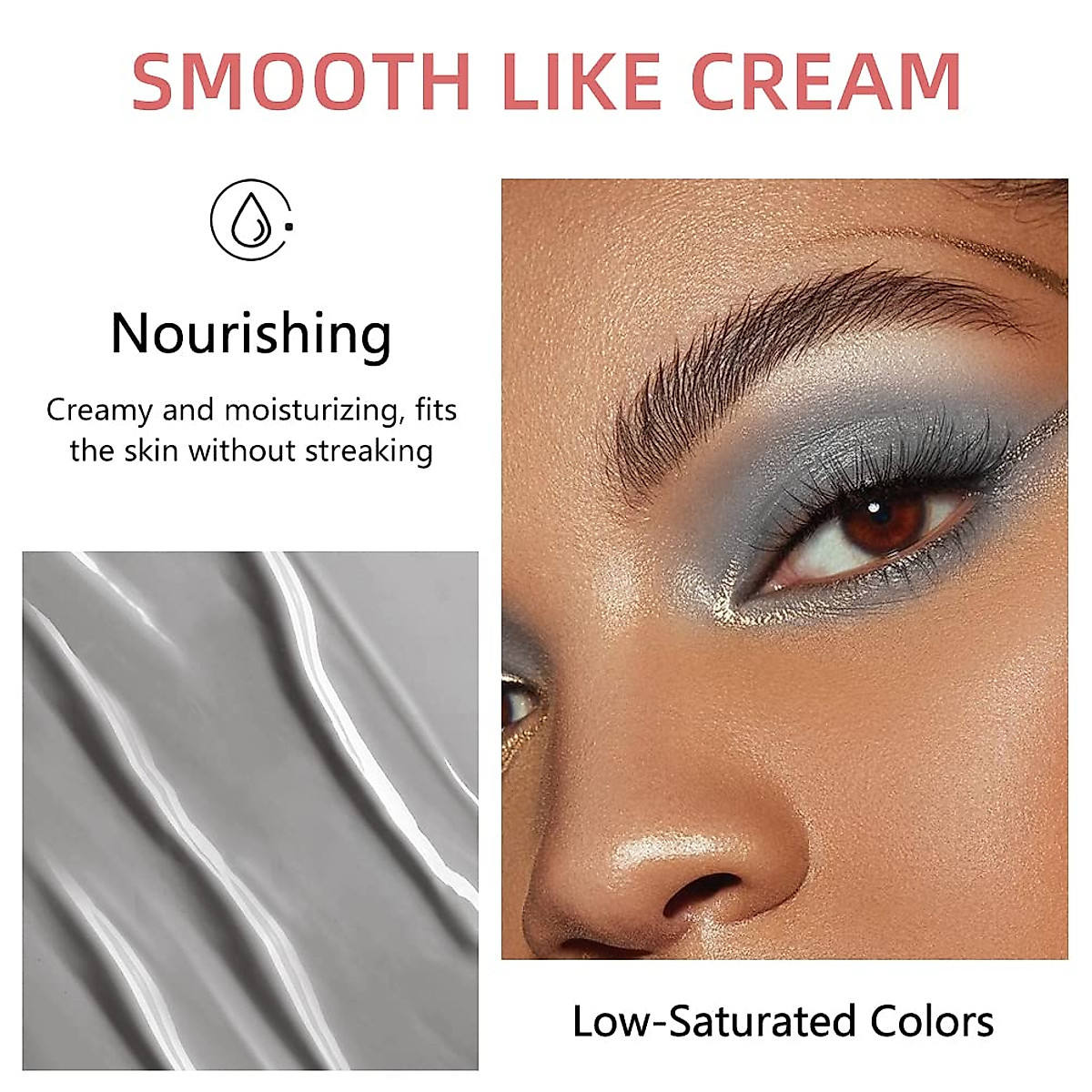 Anglicolor 9 Colors Liquid Glitter Eyeshadow,Black Smokey Gray Silver Cool Toned Matte Shimmer Eye shadow Make Up (9PC Smokey)