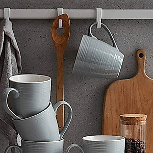 DOWAN Coffee Mugs, Coffee Mugs Set of 6, 17 Oz Ceramic Coffee Cups with Handle, Hot Cocoa Mugs, Mug Sets, Large Coffee Mug for Coffee Tea, Party, Gray