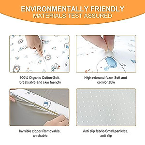 QIUBABYO Bassinet Mattress Pad,32"x16"x2" Breathable Cotton Cover,Waterproof Lining and High-Density Foam,Removable and Washable.Baby Cribs Topper for Moses Basket