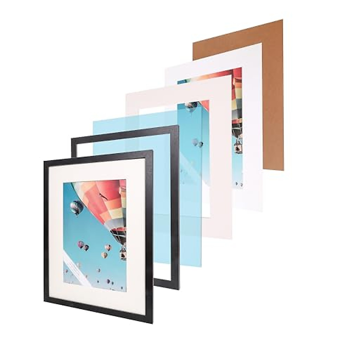 The Display Guys - Minimalist Wooden Picture Frame w. Tempered Glass - 18x24 matted to 12x18 - Wall Hanging - Black