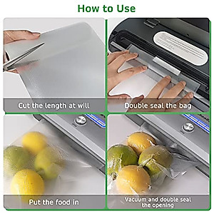 KitchenBoss Vacuum Sealer Bags Rolls, 2 Packs 8"x16.5' and 2 Packs 11"x16.5' Food Sealer Saver Bags, Freezer Bags for Vacuum Sealer