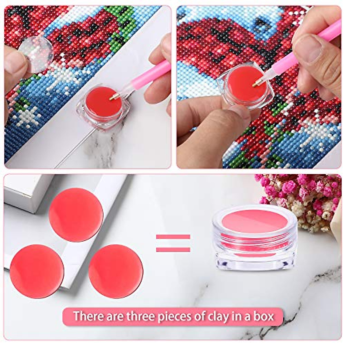 15 Pack Diamond Art Painting Wax with Storage Box Full of Red Glue Clay for Embroidery Accessories