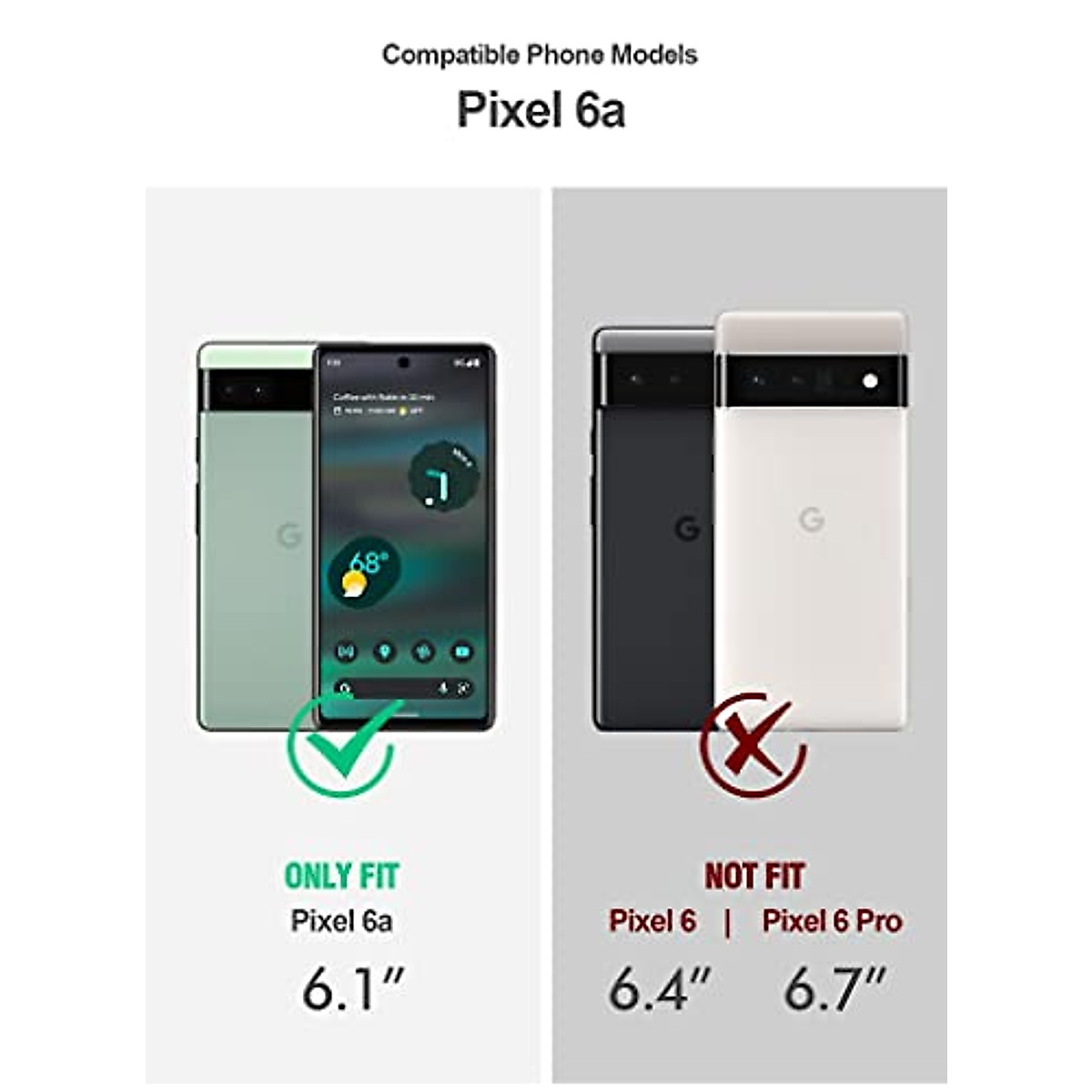 Poetic Guardian 6FT Drop Tested Case for Pixel 6A 5G - Built-in Screen Protector, Full Body Hybrid Shockproof, Black/Clear